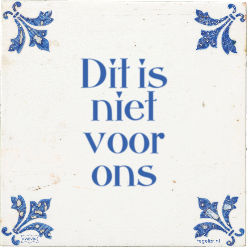 Dit is niet voor ons - Online tegeltjes bakken - WBVB Rotterdam
