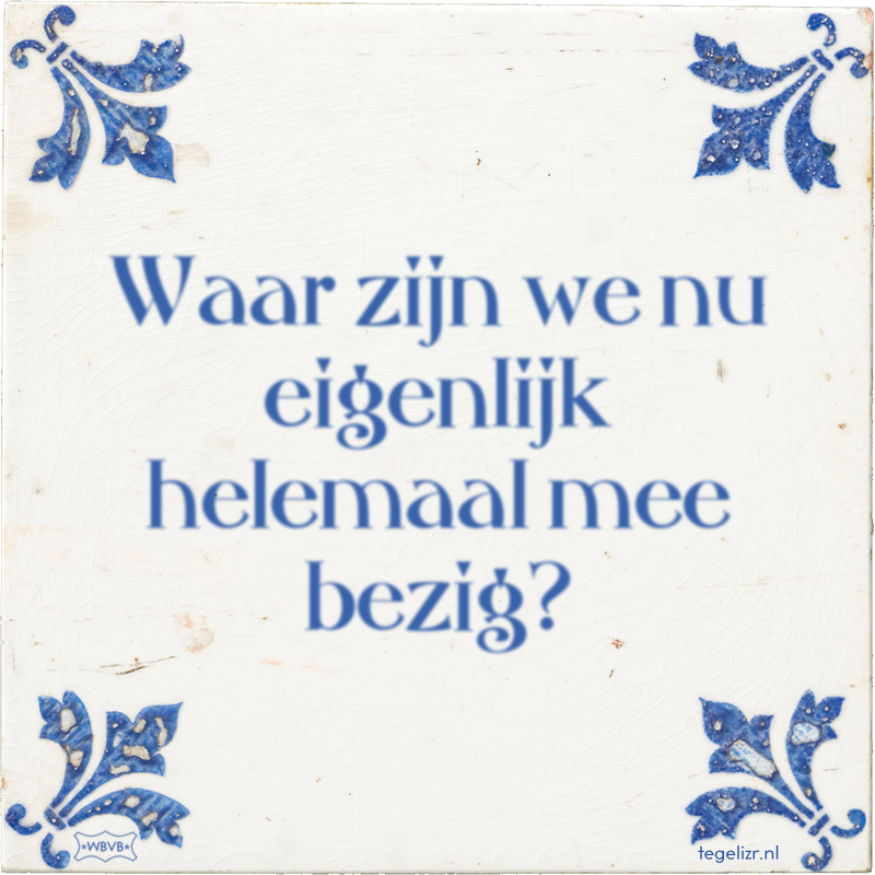 Waar zijn we nu eigenlijk helemaal mee bezig? - Online tegeltjes bakken - WBVB Rotterdam